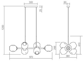 Smarter 01-2622 závěsné svítidlo Pierce, matně černé, 8xE27, 120cm