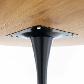 Jídelní stůl, kulatý, dub/černá, průměr 110 cm, REVENTON NEW