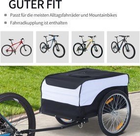 HOMCOM Ruční vozík s nosností 40 kg, skládací, bílo-černý, ocel a Oxford, 140x77x65cm, pro zahradu a dopravu