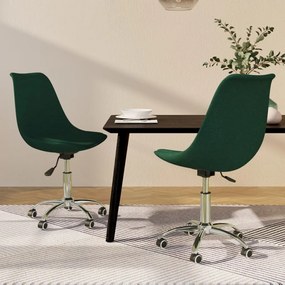Otočné jídelní židle 2 ks tmavě zelené textil - Default Title