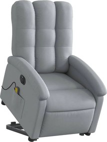 Elektrické zvedací masážní polohovací křeslo světle šedé textil 3204128