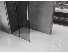Mexen Velar, sprchová zástěna s posuvnými dveřmi Walk-in 110 x 200 cm, 8mm šedé sklo, broušená ocel, 871-110-000-43-97
