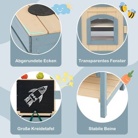 Costway 2 v 1 Venkovní hliněná kuchyňka s baterií a vyjímatelným dřezem dětská