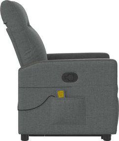 Zvedací masážní polohovací křeslo tmavě šedé textil 3324060