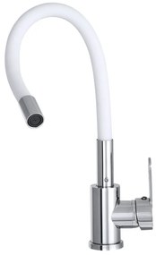 Gamma Flex 2000, stojánková dřezová baterie s flexibilním ramenem, bílá matná-chromová, GMA-BFX-2000WH