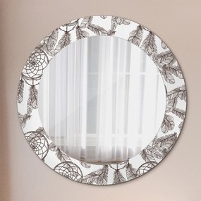 Kulaté zrcadlo s dekorem Dreamcatcher feathers fi 60 cm
