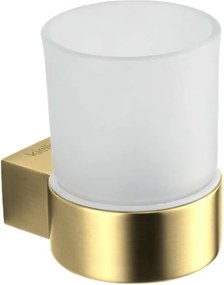 kielle Vega - Sklenka na kartáčky a pastu s držákem, matné sklo/brushed gold 40018026