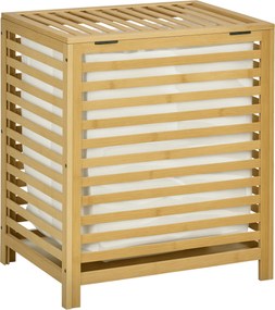 HOMCOM Koš na prádlo 55L Bambusová truhla na prádlo s víkem a vyjímatelným pytlem na prádlo do ložnice a koupelny 50x36x60cm Příroda | Aosom.de