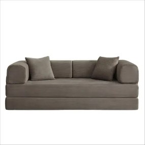 Aosom Bezkostrové modulární sofa, přeměnitelné na postel, obsahuje 2 polštáře a ocelový rám, 204D x 97Š x 65V cm, taupe