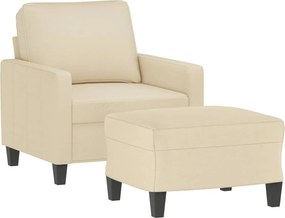 Křeslo s podnožkou krémové 60 cm textil 3201031