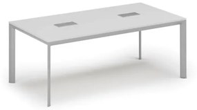 Stůl INVITATION 2000 x 1000 x 740, bílá + 2x stolní zásuvka TYP I, stříbrná