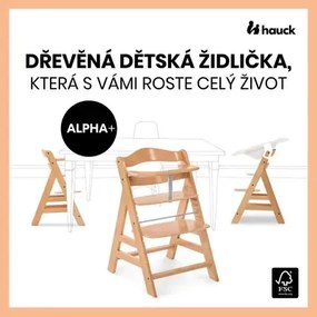 Hauck Alpha+ set 2v1 dřevěná židle, natural + polstrování Melange char
