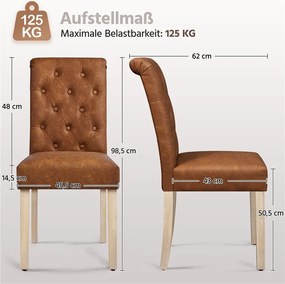 Sada 2 ks – Jídelní židle Yaheetech – tmavě šedá, 45,5 cm (šířka) × 62 cm (hloubka) × 98,5 cm (výška) (267482149218)