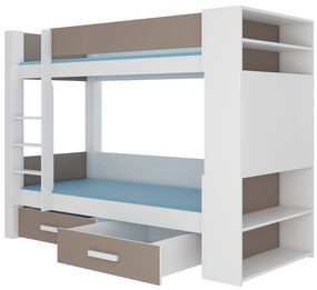 ADRK Patrová postel GARET, CH-Gar-W+TRF-210-E1159, 180x80 cm, bílá/truffle