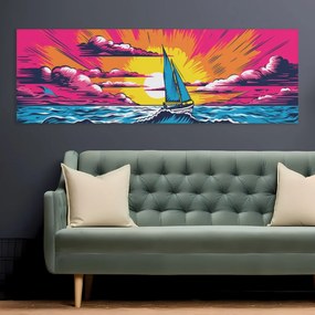 Obraz na plátně - Plachetnice na širém moři Pop Art FeelHappy.cz Velikost obrazu: 240 x 80 cm