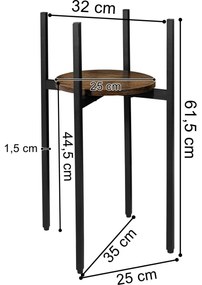 Stojan na květiny TORRE RUSTIC 60 cm hnědý/černý