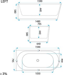 Rea Sydney, akrylová rohová vana 160x75 cm, levá strana, bílá lesklá, REA-W0252