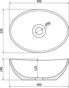 Mexen Elza, umyvadlo na desku 40x34 cm, béžová matná, 21014066