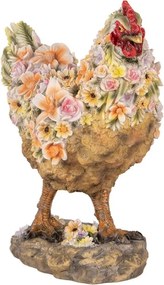 Jarní dekorace kohout pokrytý květinami – 27x16x31 cm