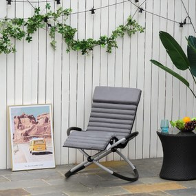 Ergonomické houpací křeslo Outsunny 2v1 - Zahradní křeslo s naší houpací slunečními lehátko z kovu a textilenu, kulaté tmavě šedé, 145 x 74 x 86 cm