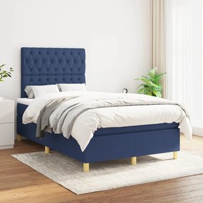 Box spring postel s matrací modrá 120x200 cm textil 3142567