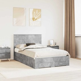 Rám postele s čelo Betonově šedá 135 x 190 cm Kompozitní dřevo 3409661