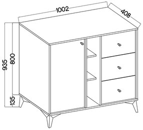 TOKYO 1 e | komoda 824 | 100,2 cm | eukalyptová/černá