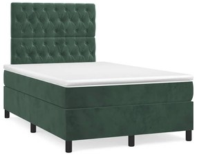 Box spring postel s matrací a LED tmavě zelená 120x190 cm samet 3270332