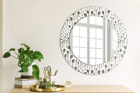 Kulaté dekorační zrcadlo na zeď Květinová kresba