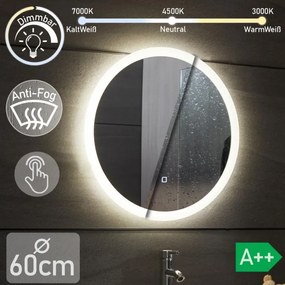 80792 AQUAMARIN Koupelnové LED zrcadlo kulaté, 60 cm
