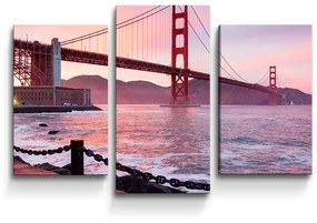 Sablio Obraz - 3-dílný Golden Gate - 75x50 cm