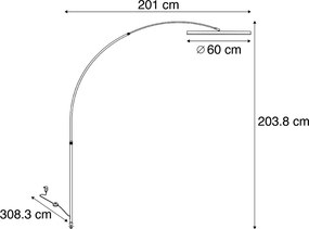 Designová oblouková stojací lampa zlatá vč. LED s 3-stupňovým stmíváním - Anello