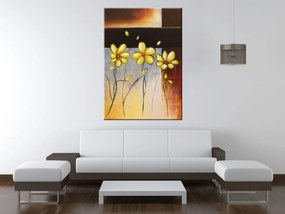 Gario Ručně malovaný obraz Žluté kvítky Rozměry: 120 x 80 cm