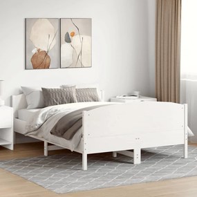 vidaXL Rám postele s čelem voskově 120 x 200 cm masivní borovice [3216177] Barva: Bílá