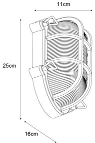 Venkovní nástěnné svítidlo stříbrné oválné IP44 - Noutica