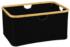 Kesper Úložný box - košík, textilní černý s bambusovým rámem XXL 57 x 37 x 26 cm