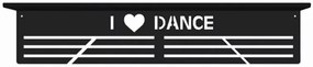 Walenty-dovolená výrobce od 16.4.-26.4.24 Kovová nástěnná police na medaile I love dance, různé délky, různé barvy Barva: černá, Rozměr: Délka 60cm