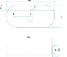 Rea Marcela Vanilla, umyvadlo na desku 600×370×135 mm, béžová matná, REA-U3520