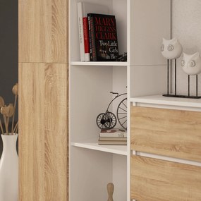 Regál Rexa 80 cm 1 skříňka a 4 police bílý/sonoma