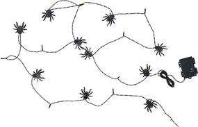 Světelný LED řetěz / Halloweenská LED pavučina (pavouci)