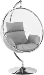 Závěsné křeslo se stojanem, transparentní/stříbrná/šedá, BUBBLE NEW TYP 3