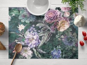 Biante Dekorační prostírání na stůl BM-010 Velké fialové květy na tmavě zeleném 35x45 cm
