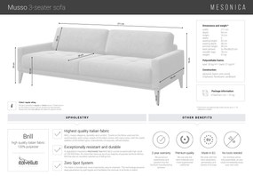 MUZZA Pohovka třímístná musso tufted 211 cm antracit
