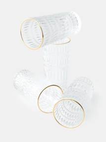 Sinsay - Sada strukturovaných sklenic se zlatým okrajem 4 pack - clear