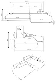Rohová rozkládací sedací souprava s úložným prostorem do L PRATO pravá béžová
