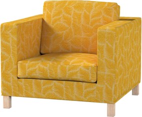 Potah na křesko IKEA Karlanda, krátký barva žlutá látka pletený vzor, vzorované