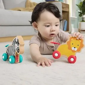 Mattel Fisher Price dřevěná postrkovací lev a zebra / od 6 měsíců