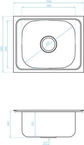 Kuchinox Orion, 1-komorový nerezový dřez 500x400x180 mm + sifon, ocelová, LAV-SKO_010T