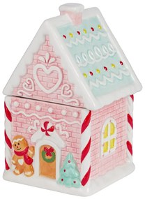 SWEET X-MAS Dóza na sušenky perníková chaloupka - růžová