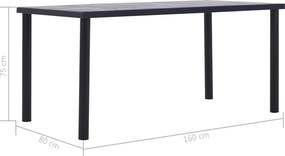 Jídelní stůl černý a betonově šedý 160 x 80 x 75 cm MDF 281859